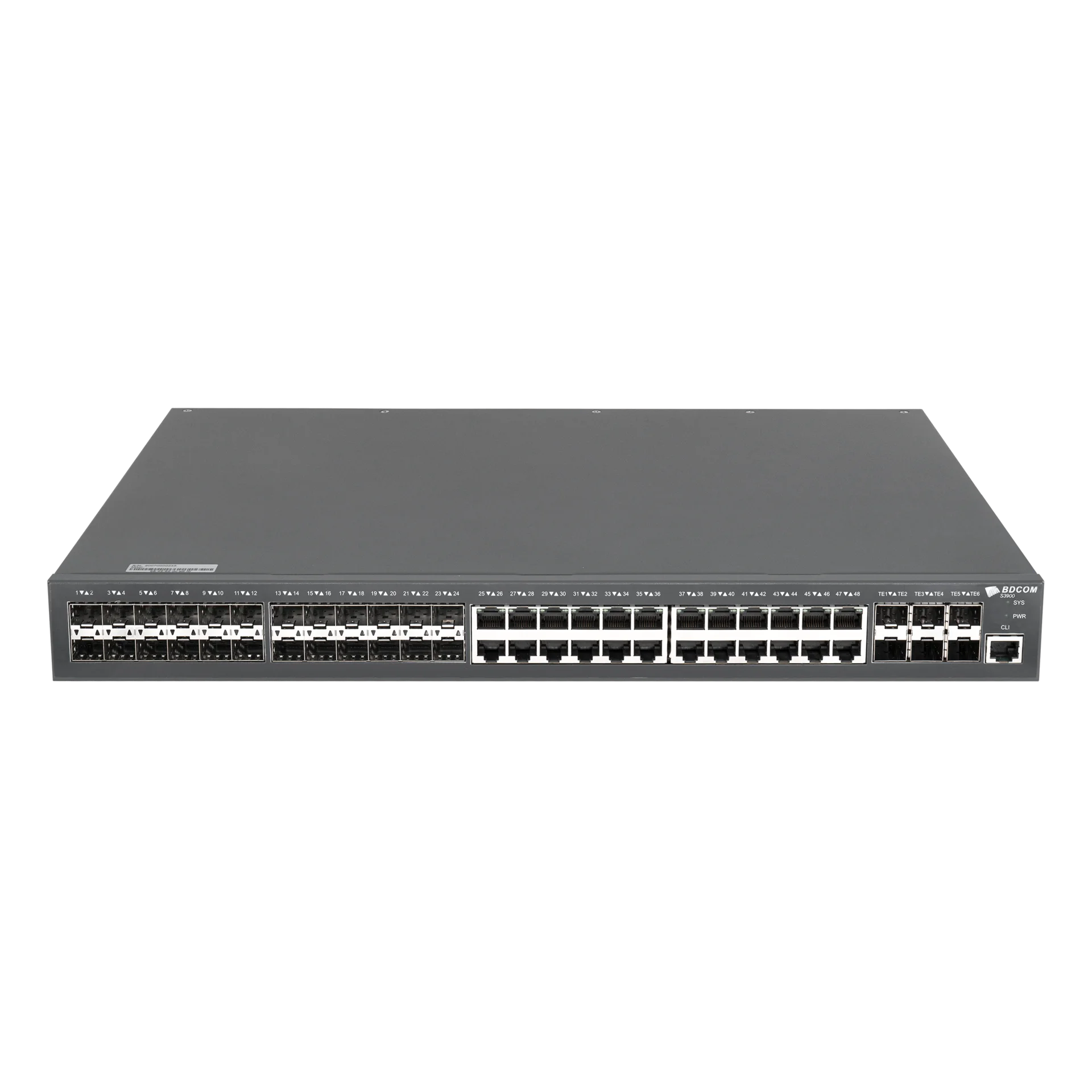 Управляемый коммутатор уровня 3 BDCOM S3900-48M6X, 24x10/100/1000Base-T, 24x100/1000Base-X SFP ...